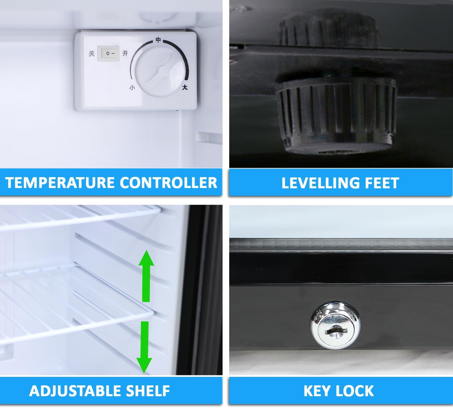 Rubik Hotel Mini Bar Fridge 40L, Glass Door Refrigerator CW-40CA ...