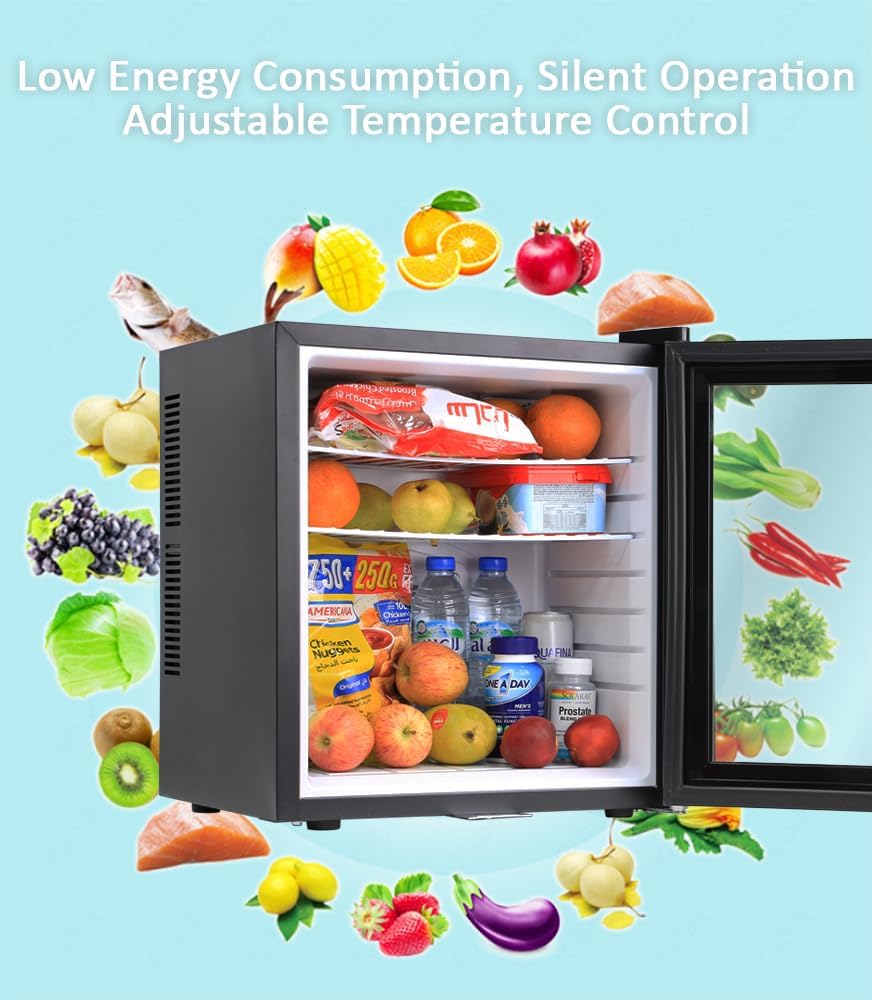 Rubik Hotel Mini Bar Fridge 40L, Glass Door Refrigerator CW-40CA ...